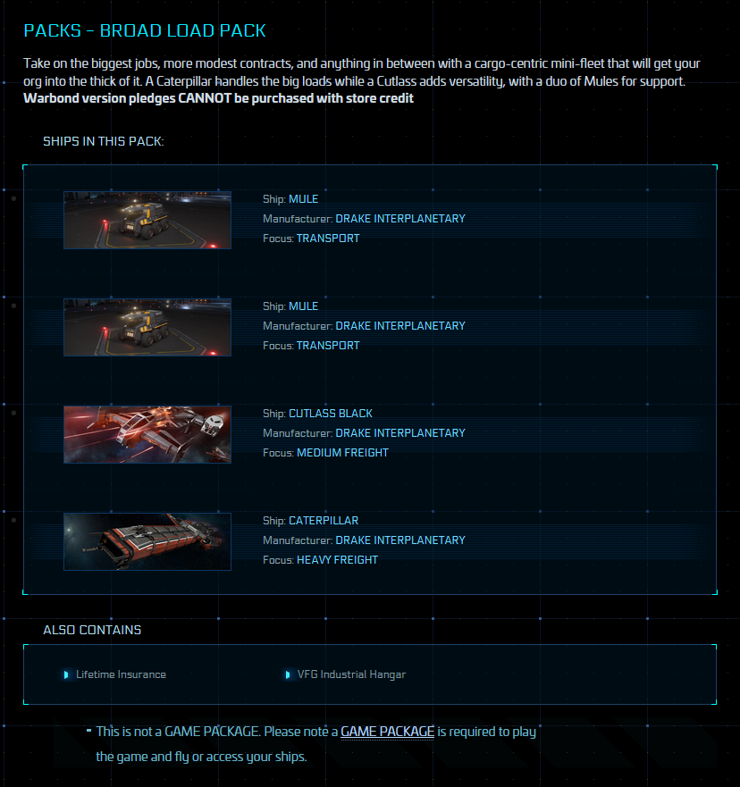 Buy Broad Load Pack - Original Concept LTI for Star Citizen – The Impound